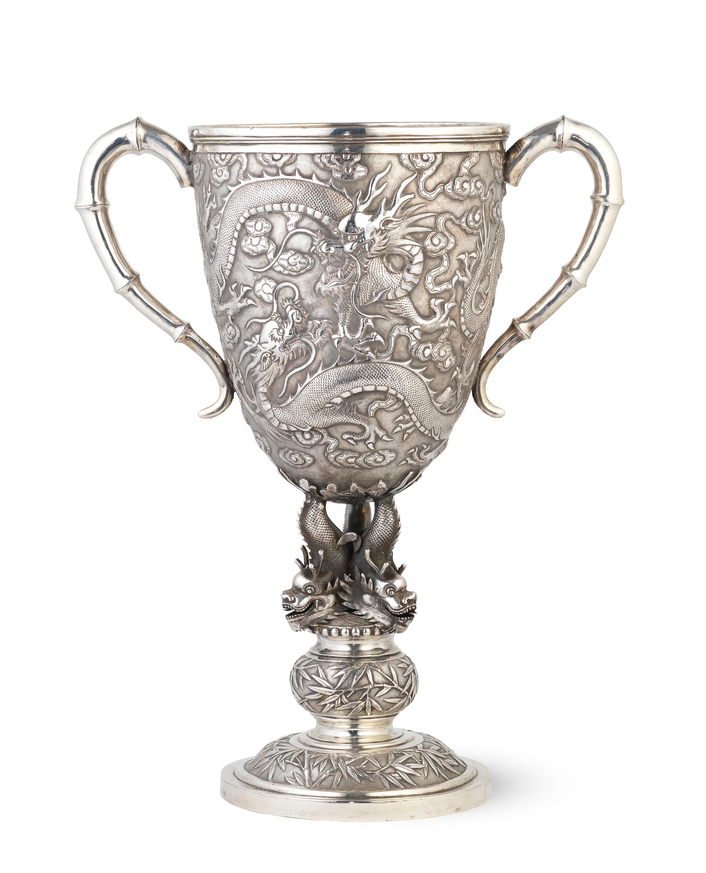 Bonhams : A large Chinese export silver 'dragon' trophy WH Xiechang 90 ...