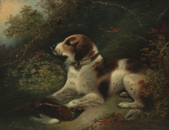 Bonhams : Edward Armfield (British, 1817-1896) A dog with a pheasant 16 ...