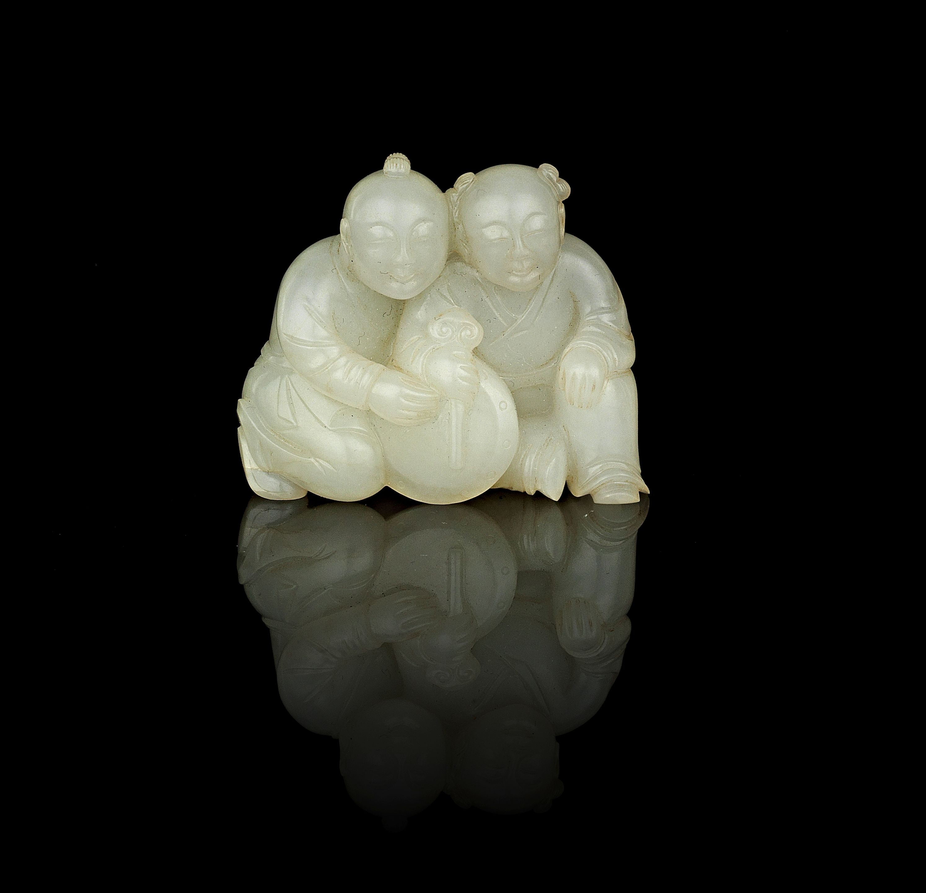 Bonhams : A white jade 'Hehe Erxian' carving Qing Dynasty