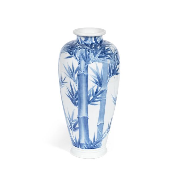 Bonhams : A blue and white tapering baluster vase By Genroku Tominaga ...