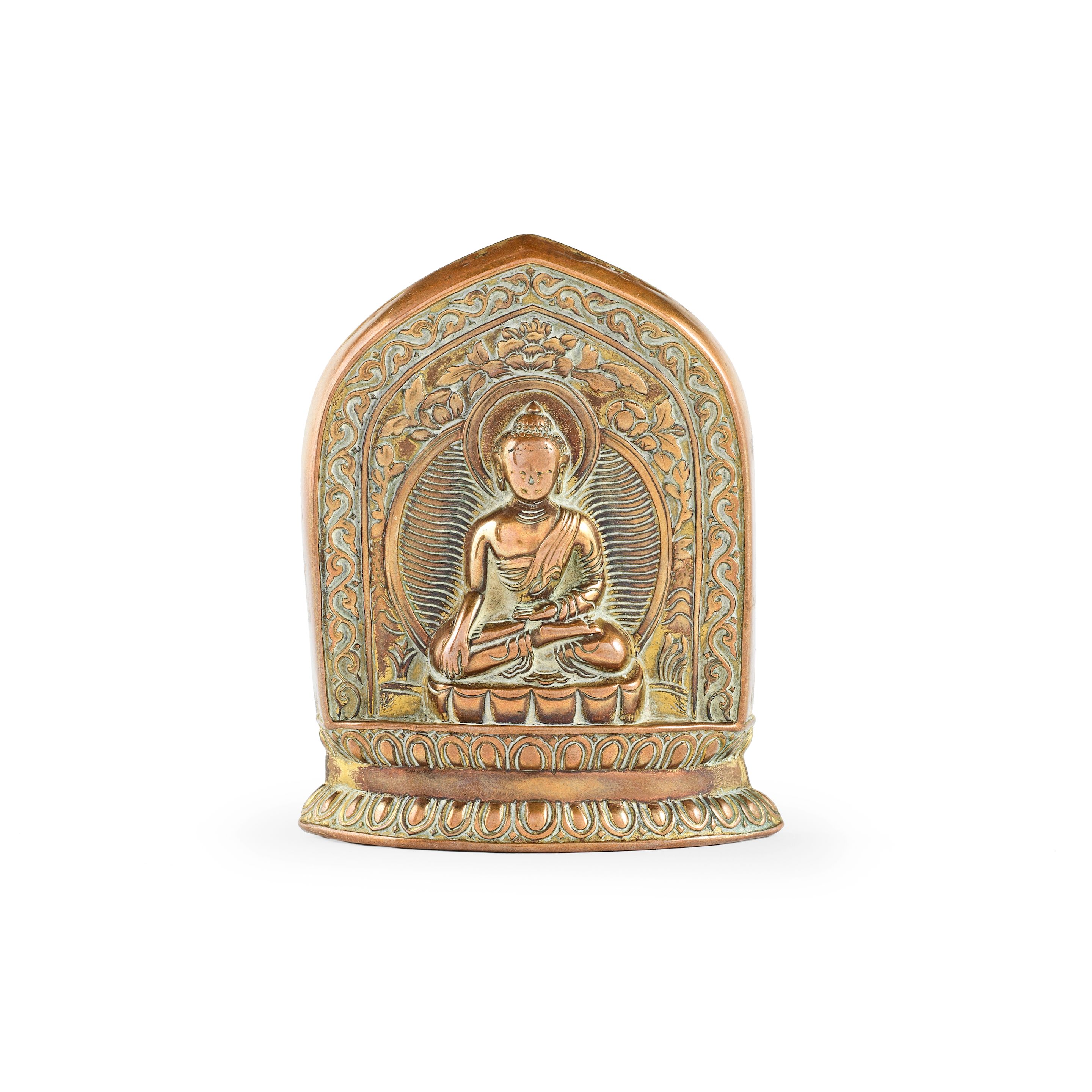 Bonhams : A small gilt-copper Buddhist votive plaque of Vipassi Buddha ...