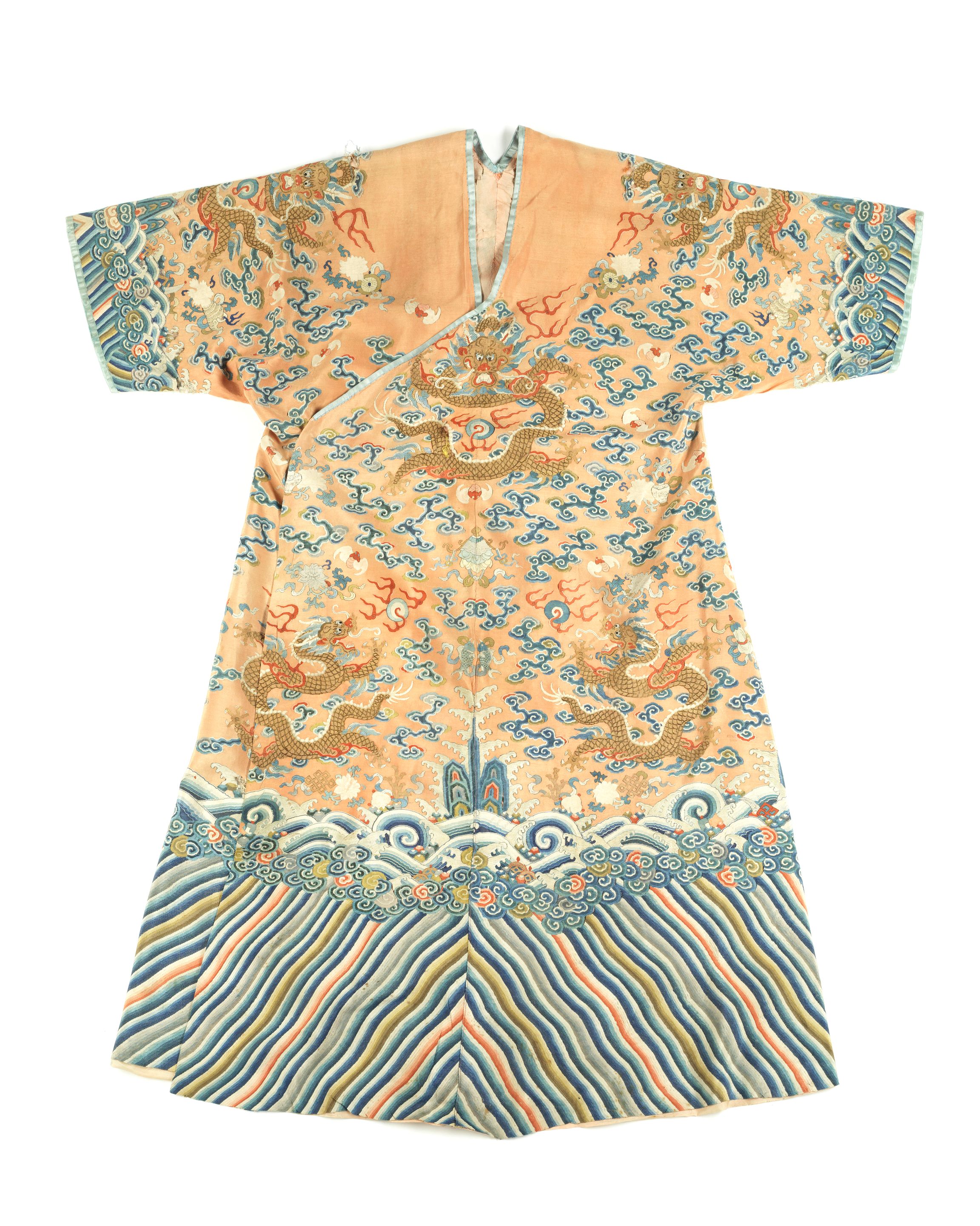 Bonhams : An apricot-ground kesi silk 'dragon' robe 19th century ...