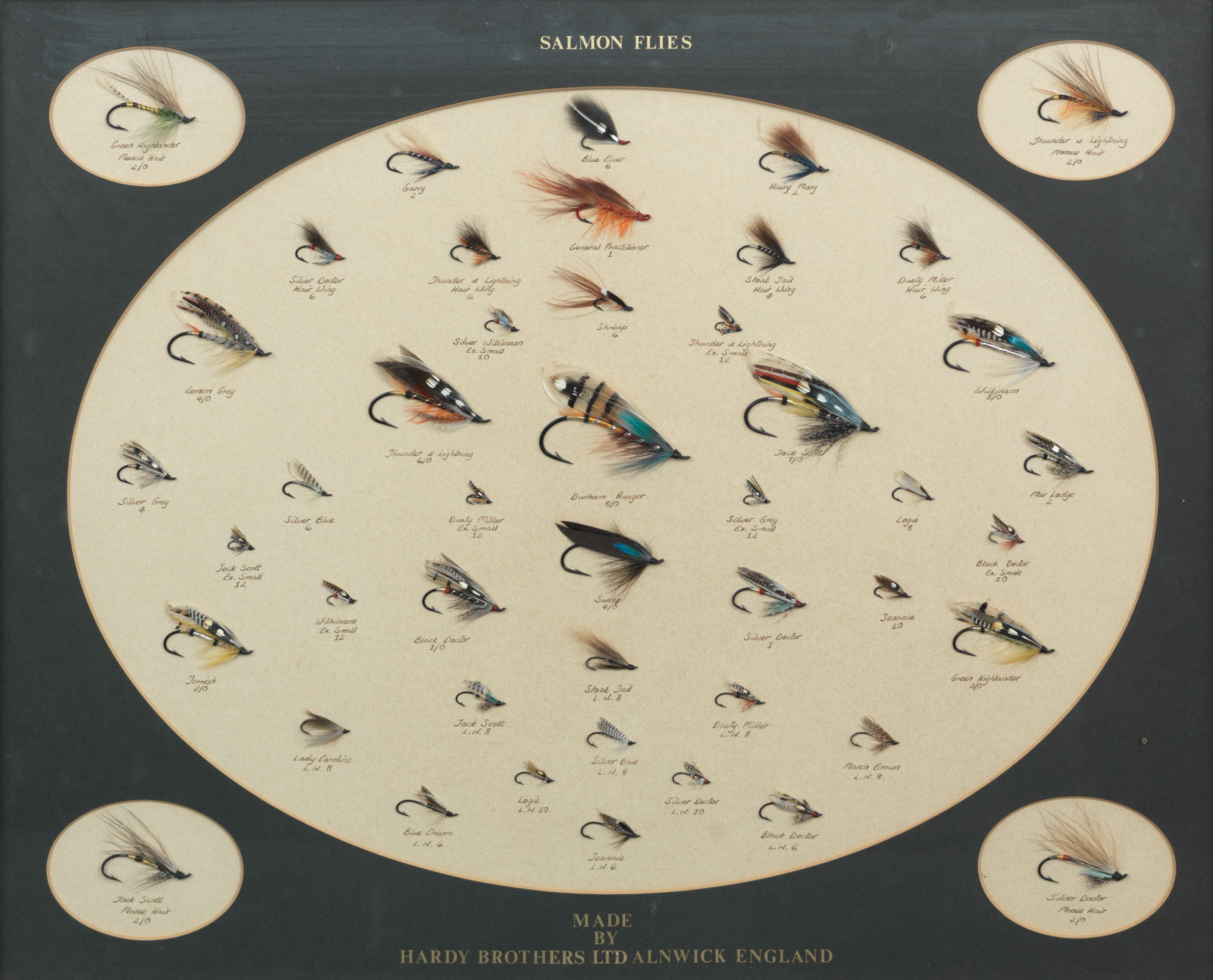 Bonhams : A Hardy Brothers framed display of salmon flies