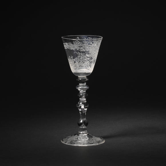 Bonhams A Dutch Diamond Engraved Light Baluster Wine Glass Circa 1750 70