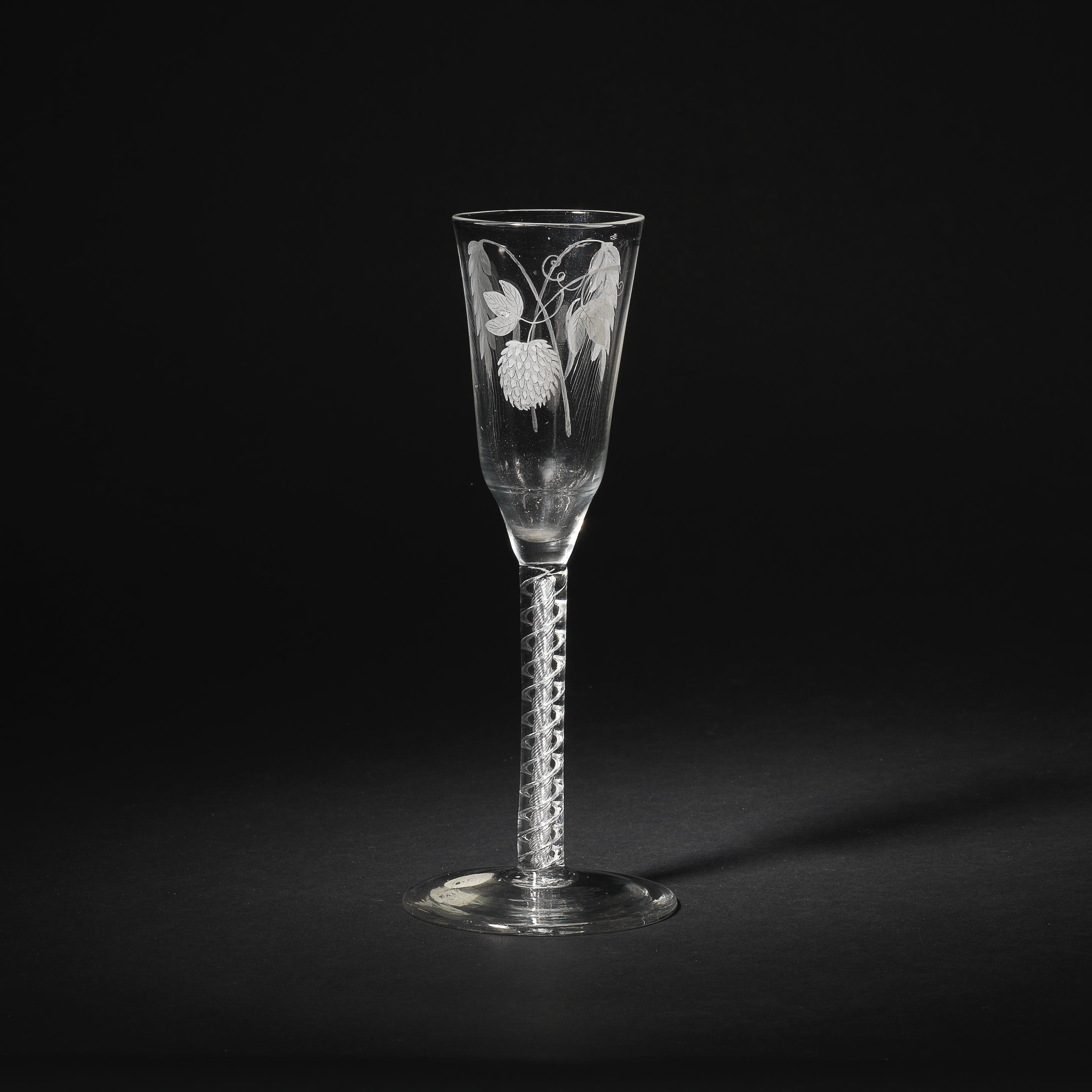 Bonhams A Rare Wash Enamelled Airtwist Ale Glass Circa 1760