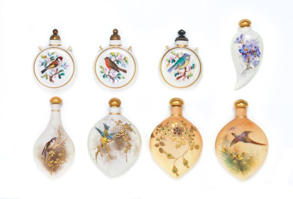 Bonhams : A collection of sixteen Royal Worcester scent bottles, circa ...