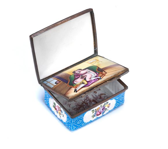 Bonhams : A South Staffordshire enamel erotic double-lidded snuff box ...