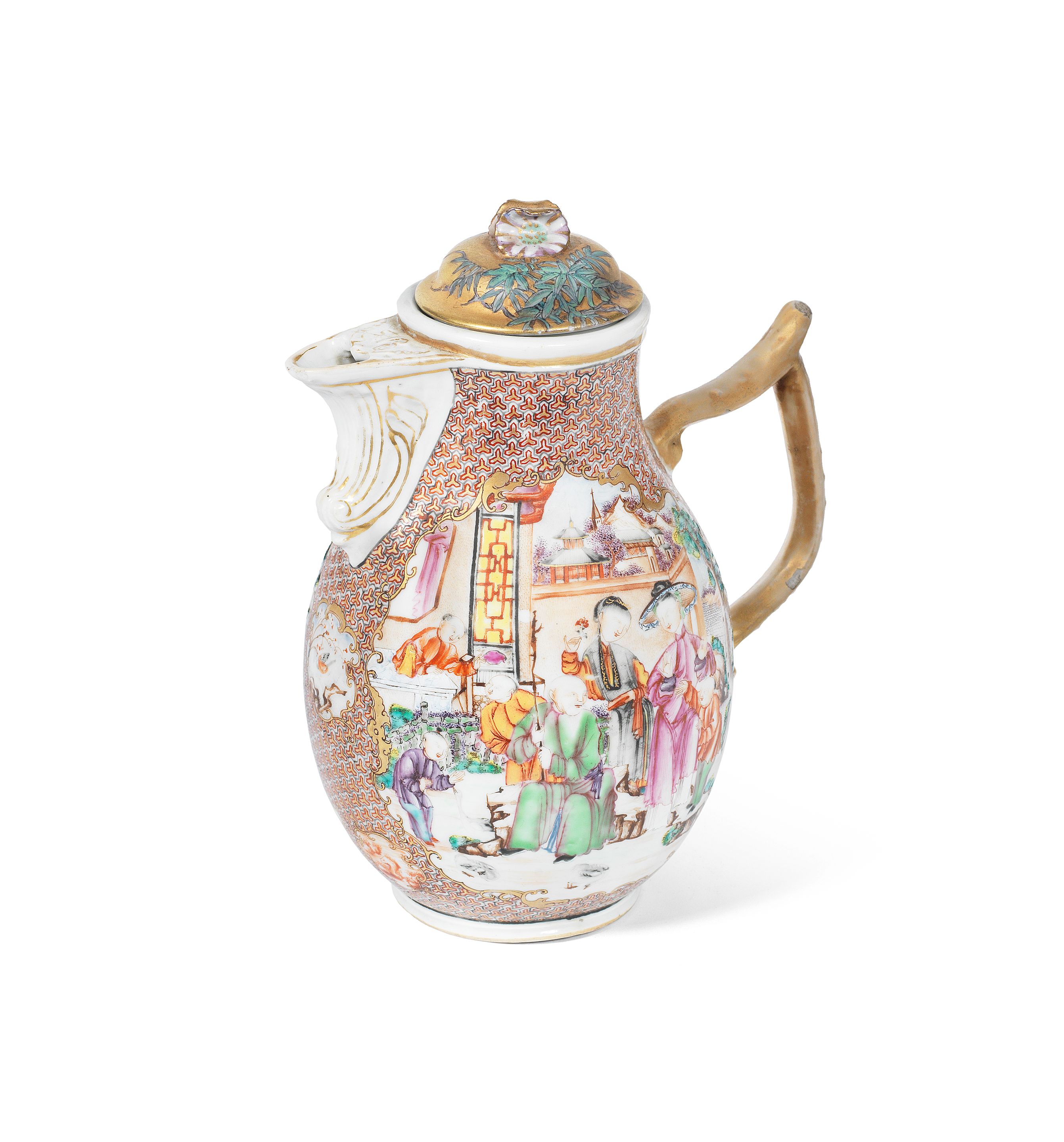 Bonhams : A famille rose mandarin pattern ewer and associated cover ...