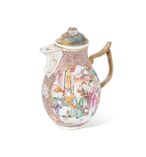 Bonhams : A famille rose mandarin pattern ewer and associated cover ...