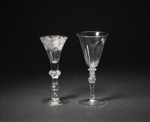 Bonhams An Engraved Baluster Wine Glass And A Light Baluster Goblet