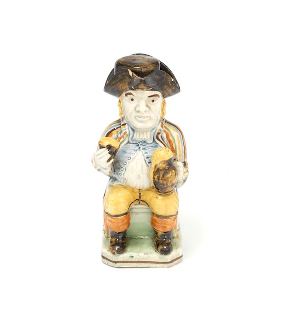 Bonhams : A very rare Prattware 'Postillion' Toby jug and cover, circa ...