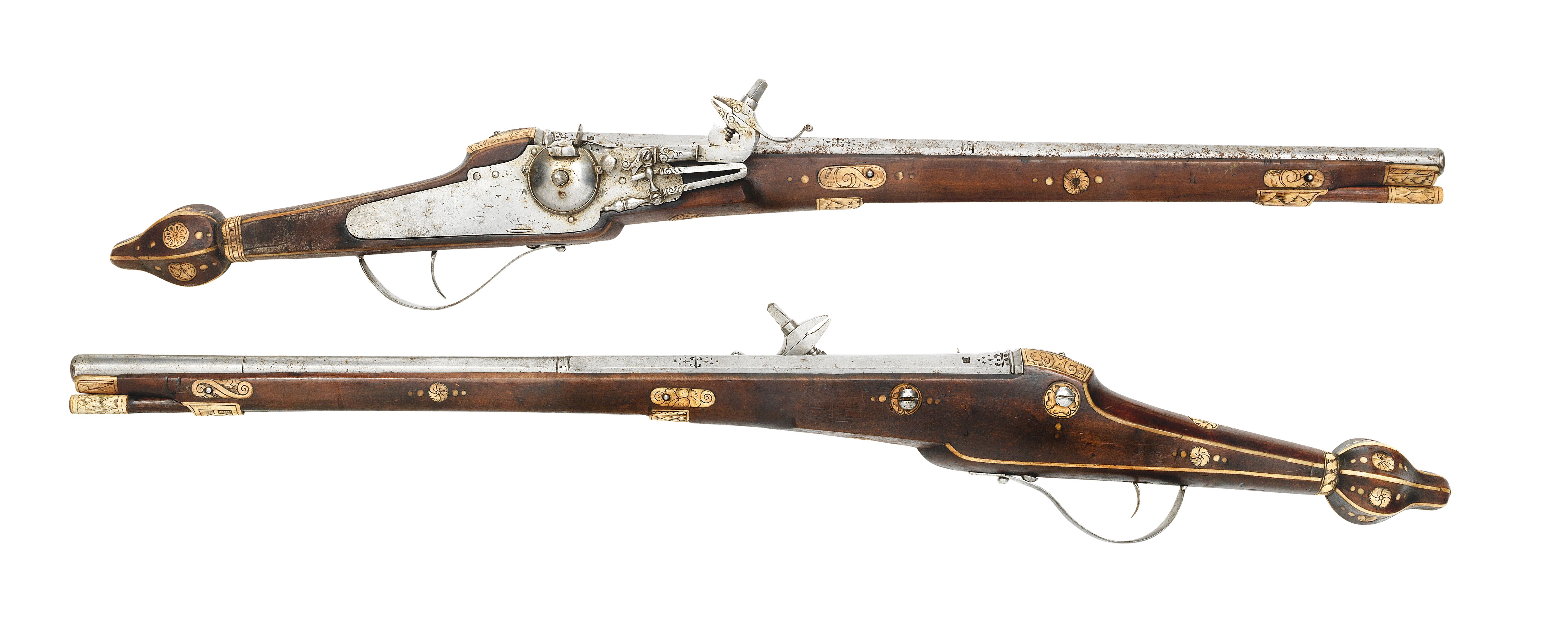 Bonhams : A Rare Pair Of 35-Bore Saxon Long Wheel-Lock Holster Pistols ...