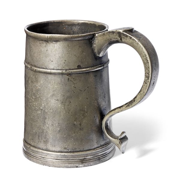 Bonhams : A rare George I pewter tavern pot, quart capacity, circa 1720