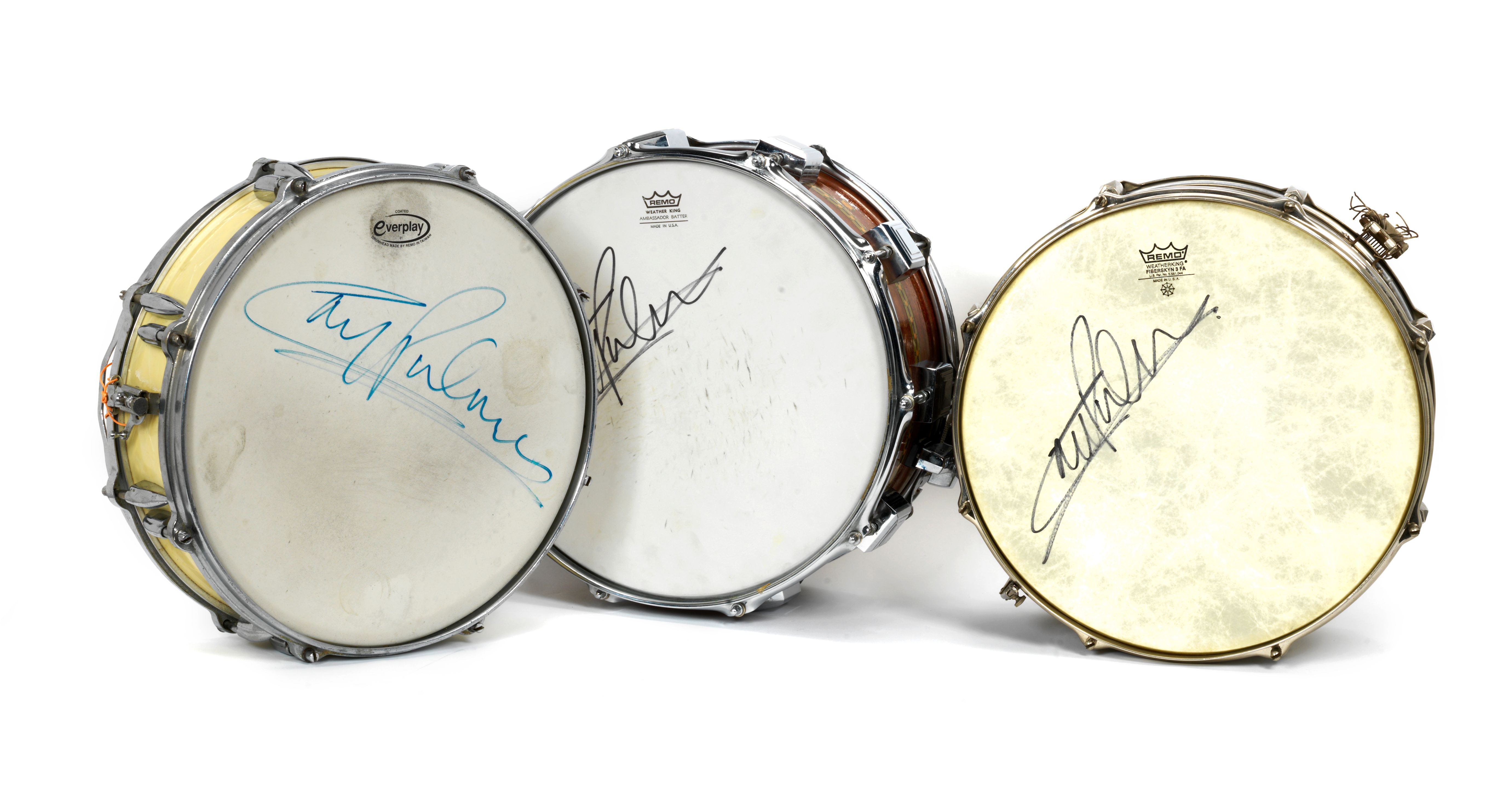 Bonhams : Carl Palmer Three various snare drums, 3