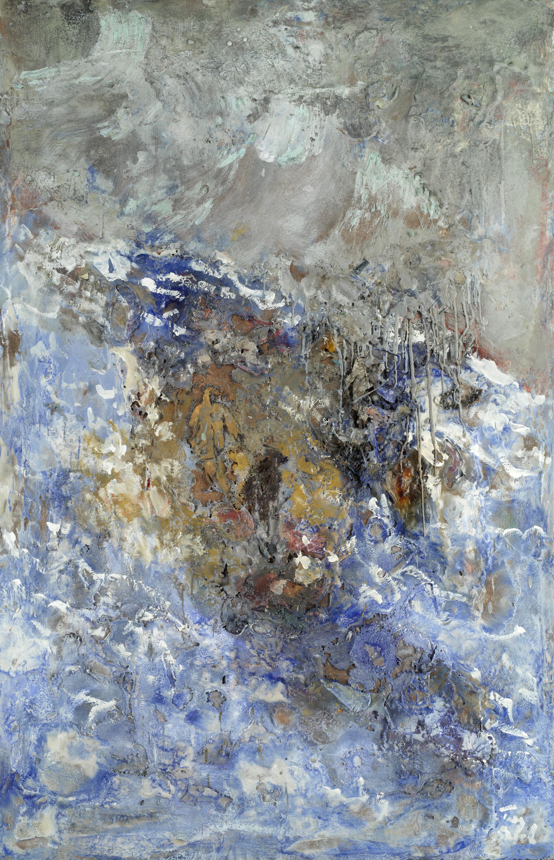 Bonhams : Terry Setch (British, born 1936) Man, Dog, Sea (Painted in 2014)