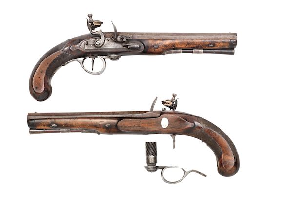 Bonhams : A Very Rare Pair Of 20-Bore Flintlock Breech-Loading Pistols ...