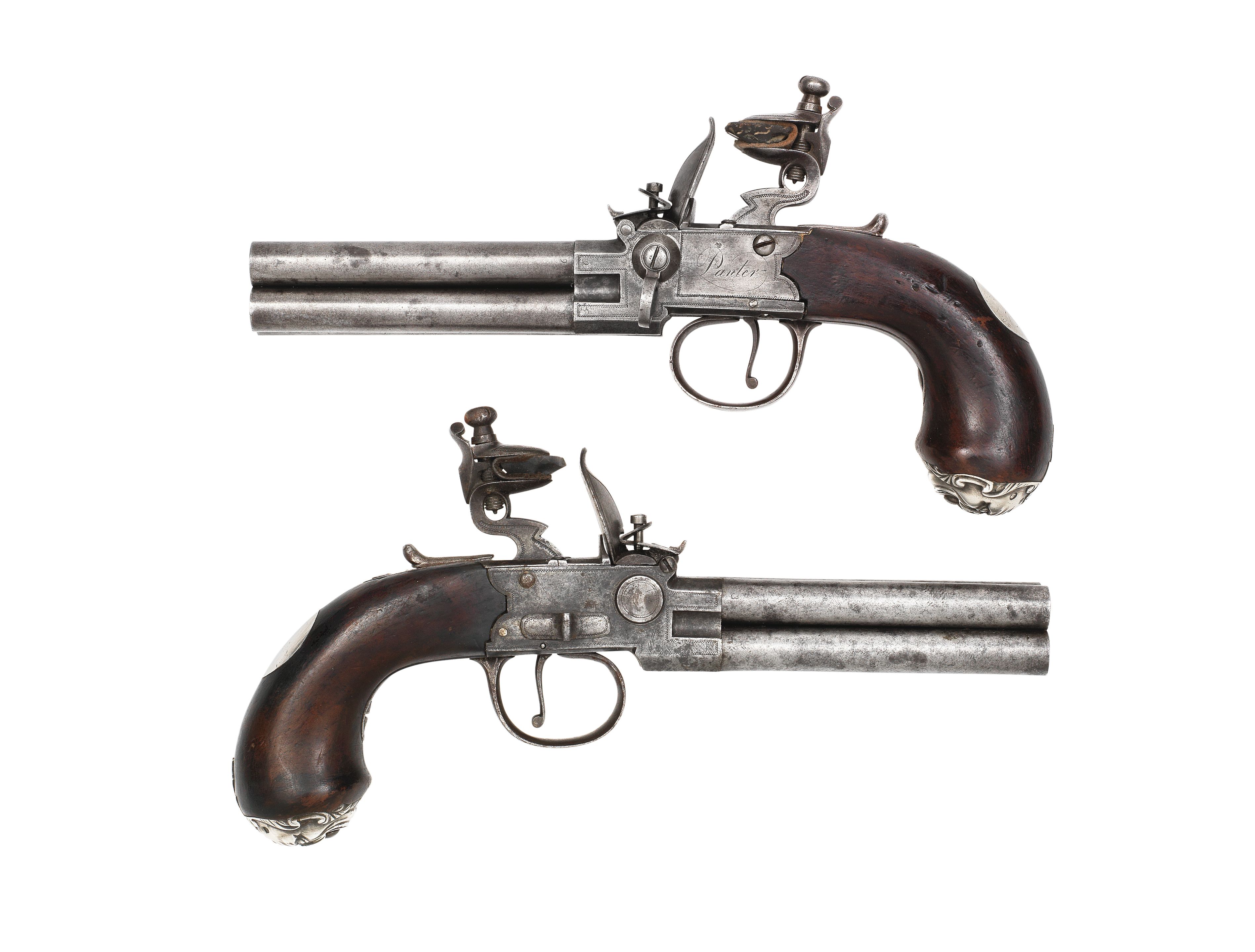 Bonhams : A Pair Of 80-Bore Flintlock Box-Lock Four-Barelled Tap-Action ...
