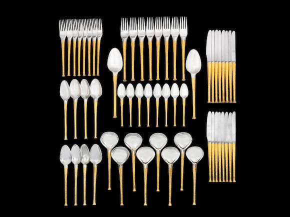 Bonhams : STUART DEVLIN A rare silver and silver-gilt hand-forged table ...