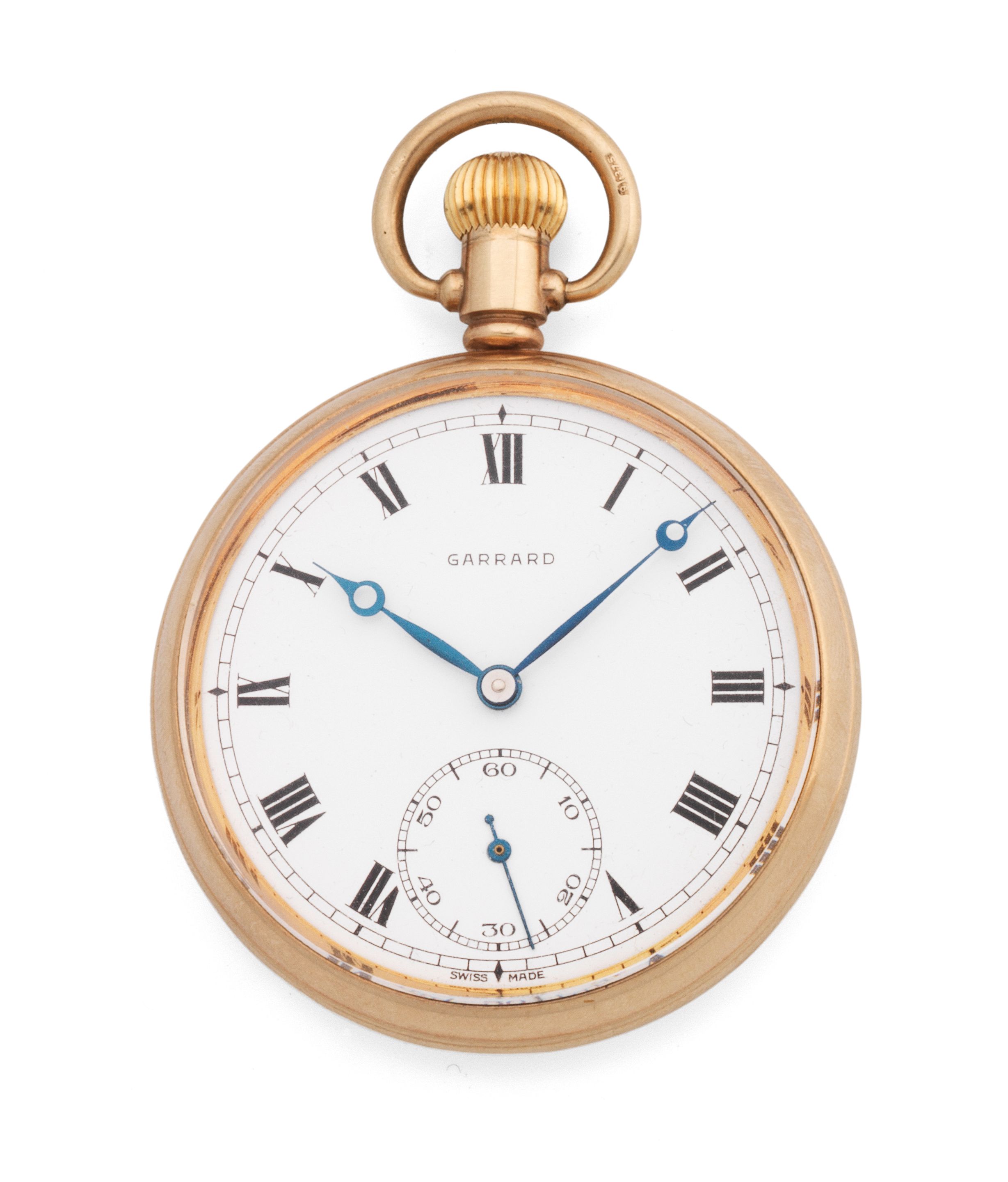Bonhams : Garrard. A 9K gold keyless wind open face pocket watch with ...
