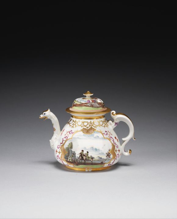 Bonhams : A Meissen KPM teapot and cover, circa 1724-25