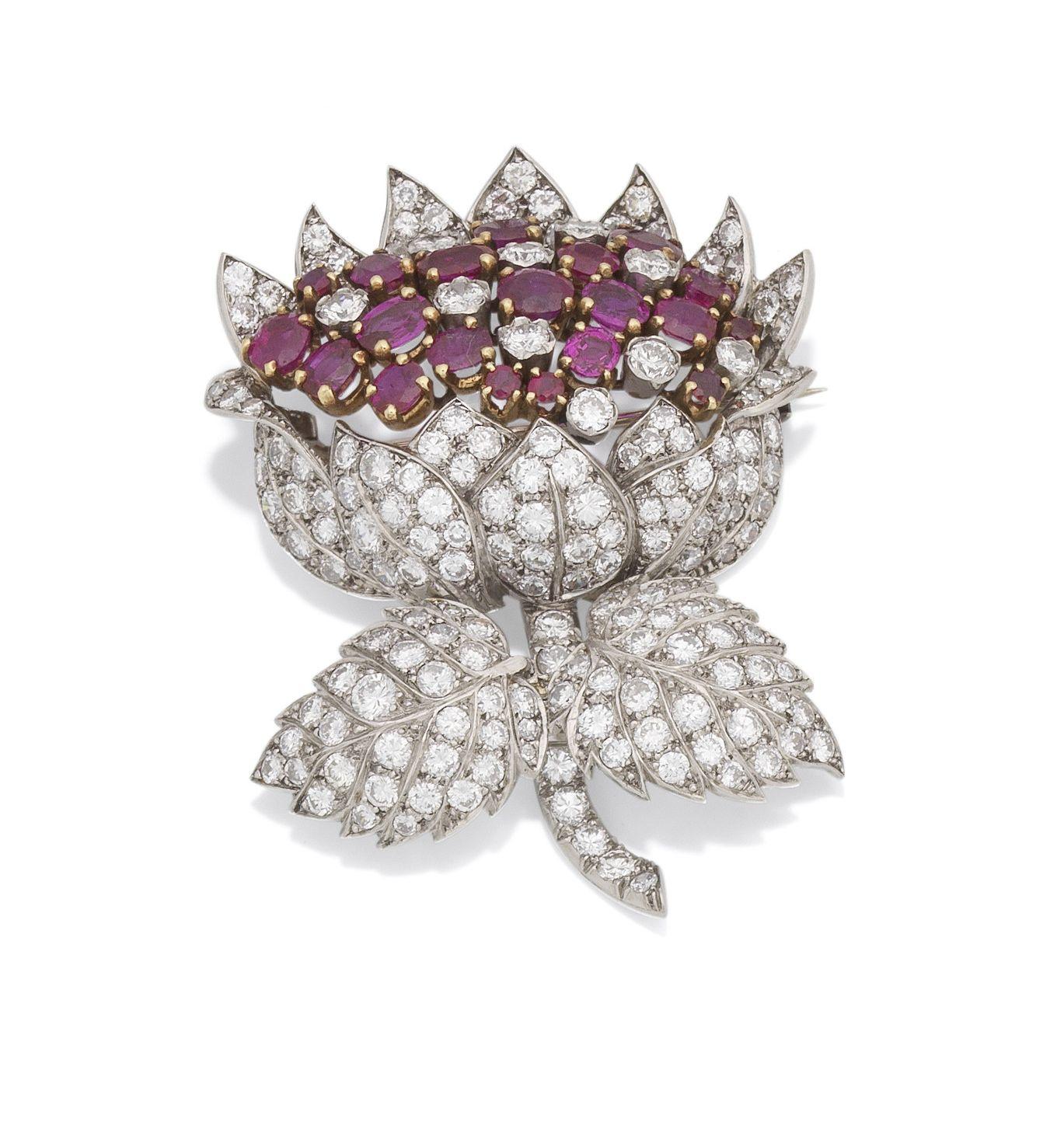 Bonhams A Ruby And Diamond Brooch