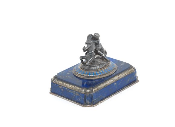 Bonhams : A French silver and lapis lazuli paperweight early 20th ...
