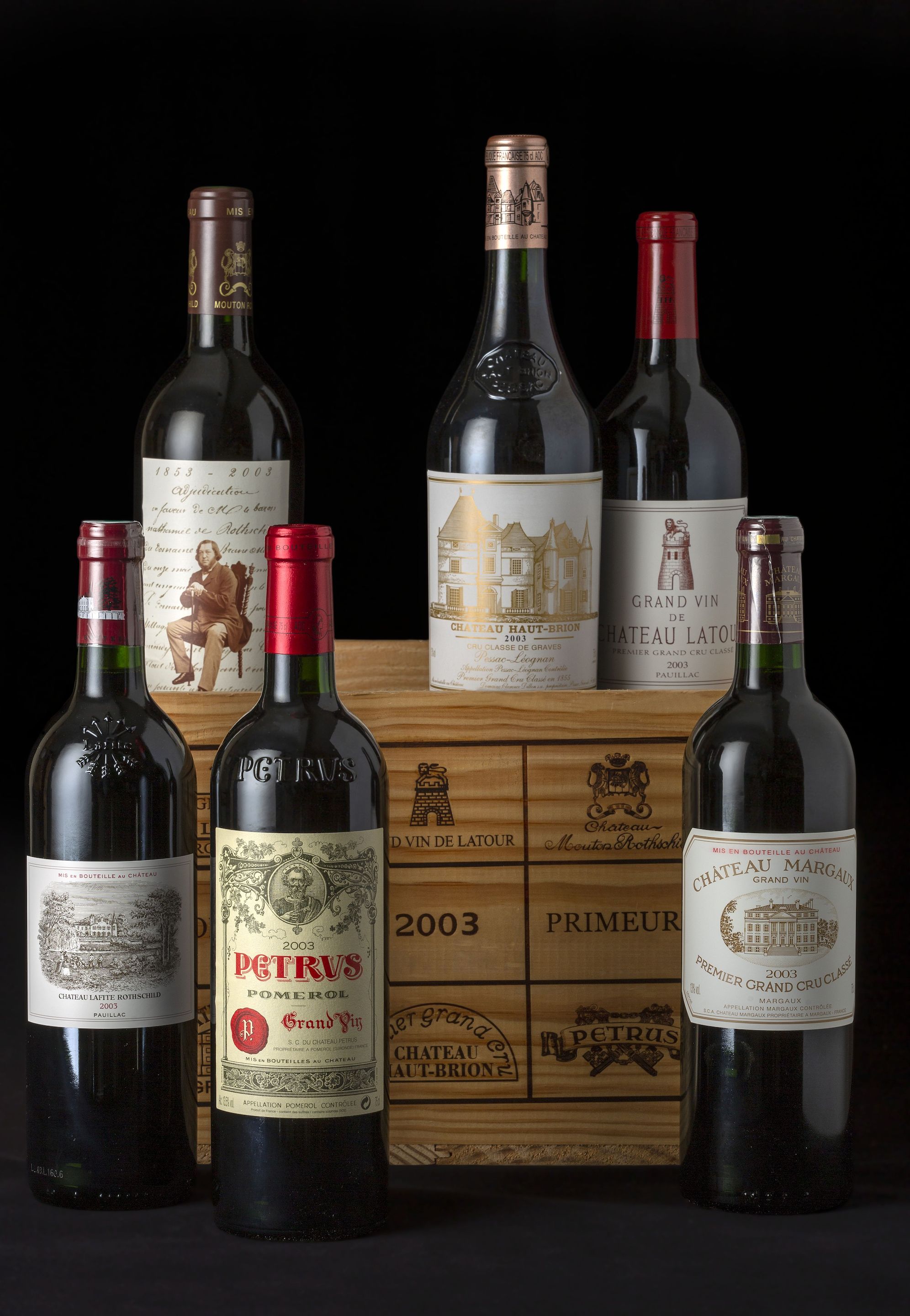 Bonhams : Bordeaux Collectors Case 2003, 1 bottle each of Château Lafite Rothschild, Latour ...
