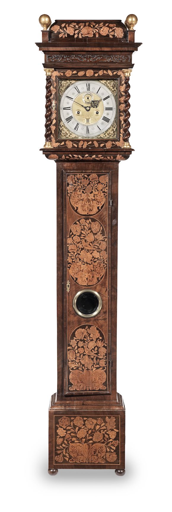 Bonhams : A rare late 17th century walnut marquetry "Knibb Apprentice ...