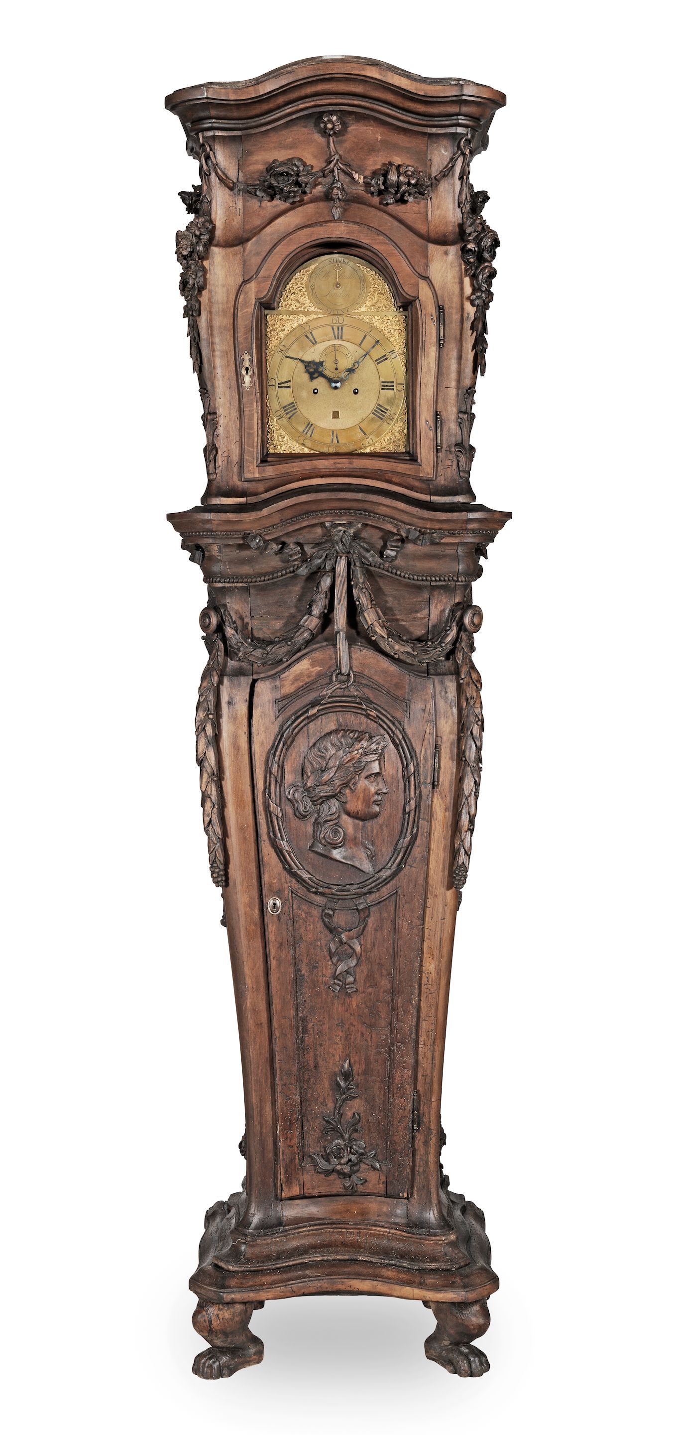 Bonhams : A monumental 19th century French carved walnut organ clock ...