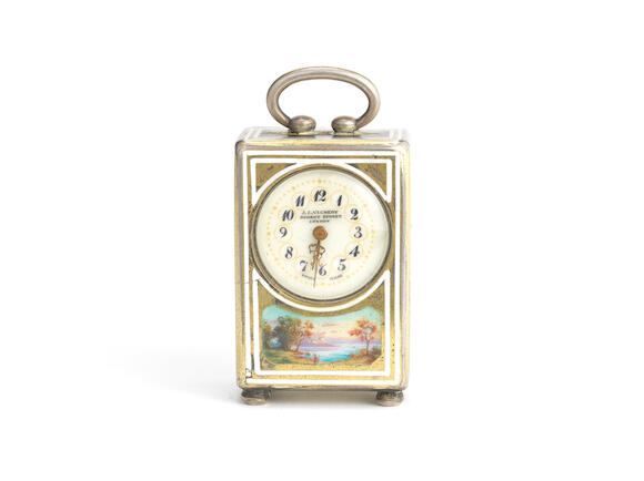 Bonhams : An early 20th century Austrian silver gilt and enamel miniature boudoir timepiece the ...