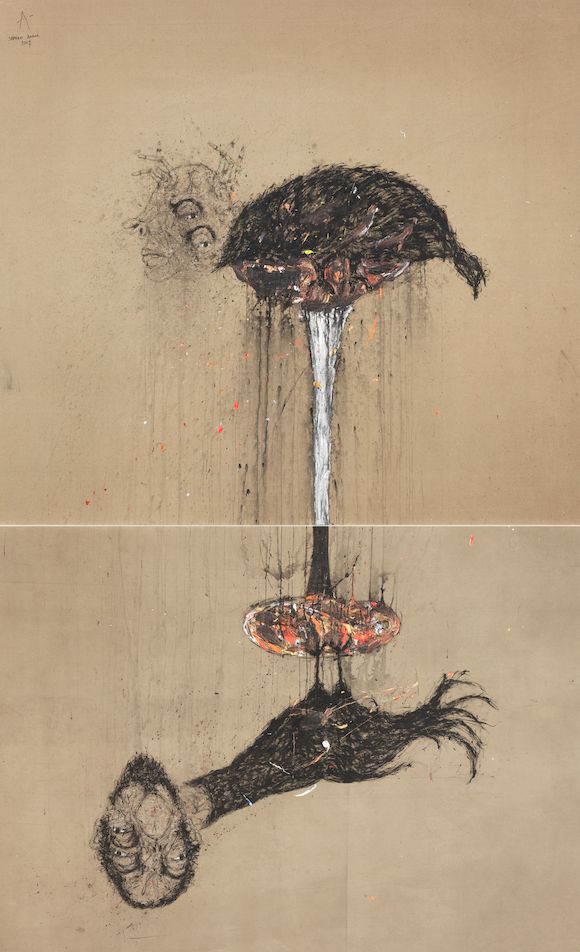 Bonhams : Sabhan Adam (Syrian, born 1972) The Birds first panel: 149 x ...
