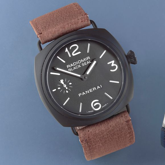 Bonhams : Panerai. A black DLC coated manual wind cushion form ...