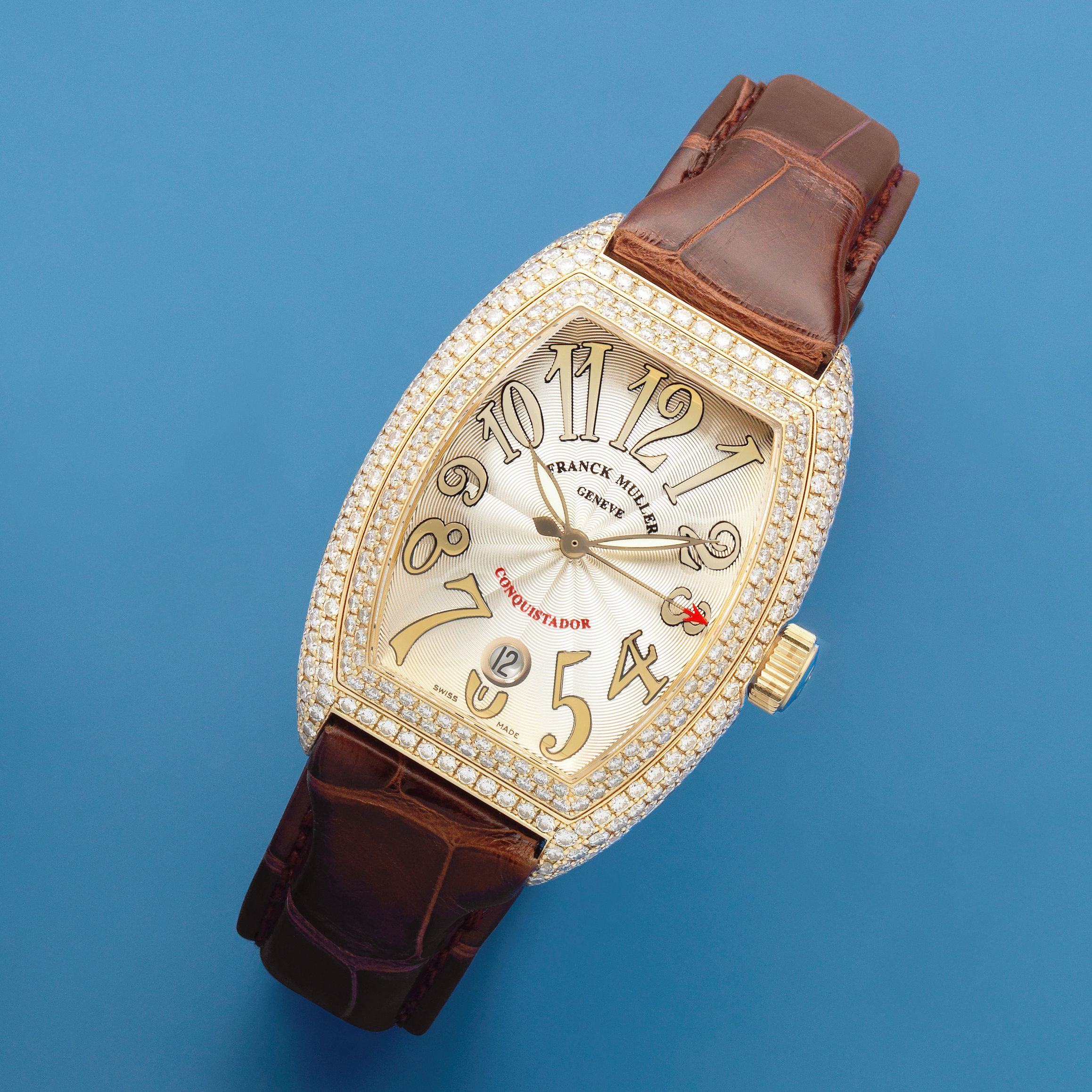 Bonhams : Franck Muller. An 18K gold and diamond set automatic calendar ...