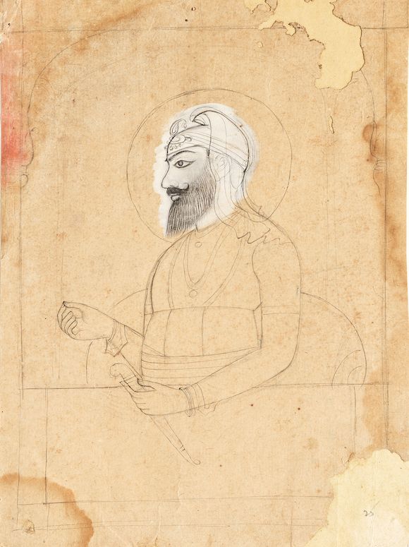 Bonhams : A drawing depicting Maharajah Karam Singh of Patiala (1813-45 ...