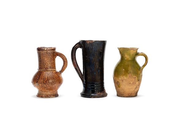 Bonhams : A Rhenish 'tigerware' jug, a Cistercian ware tyg and a border ...