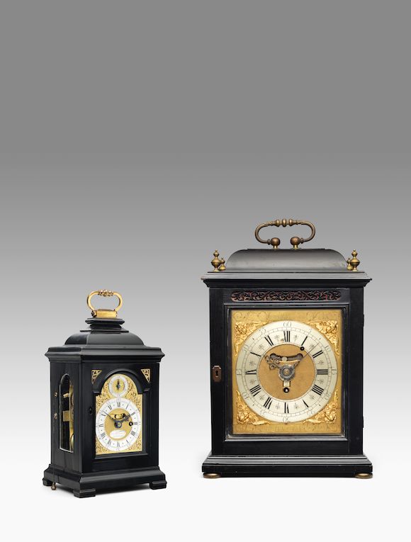 Bonhams : A good mid 18th century miniature quarter repeating ebonised ...