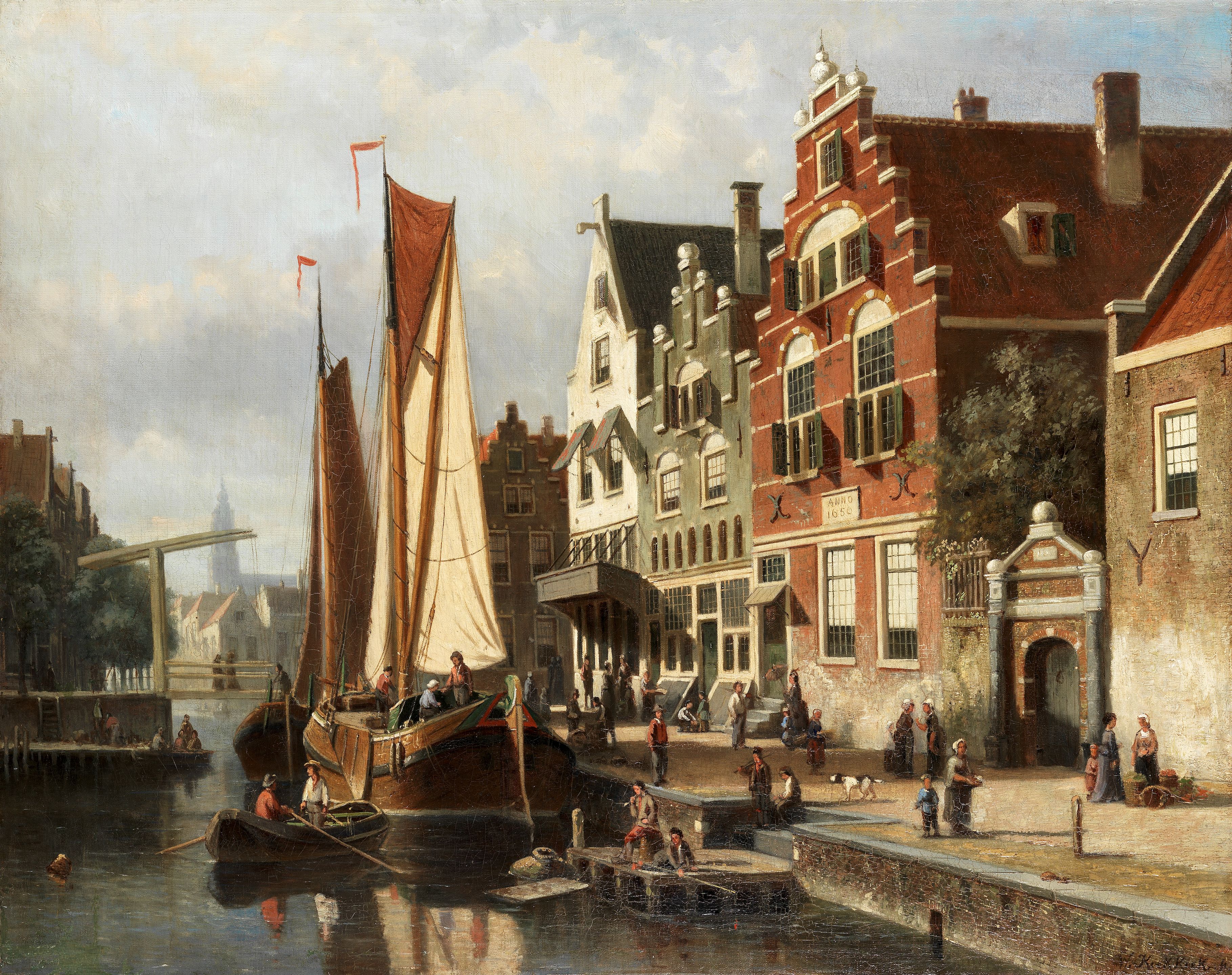 Bonhams : Willem Koekkoek (Dutch, 1839-1895) Dutch canal scene with ...
