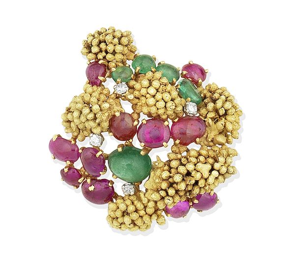 Bonhams : A gem-set brooch, by Andrew Grima, retailed by Schilling, 1963