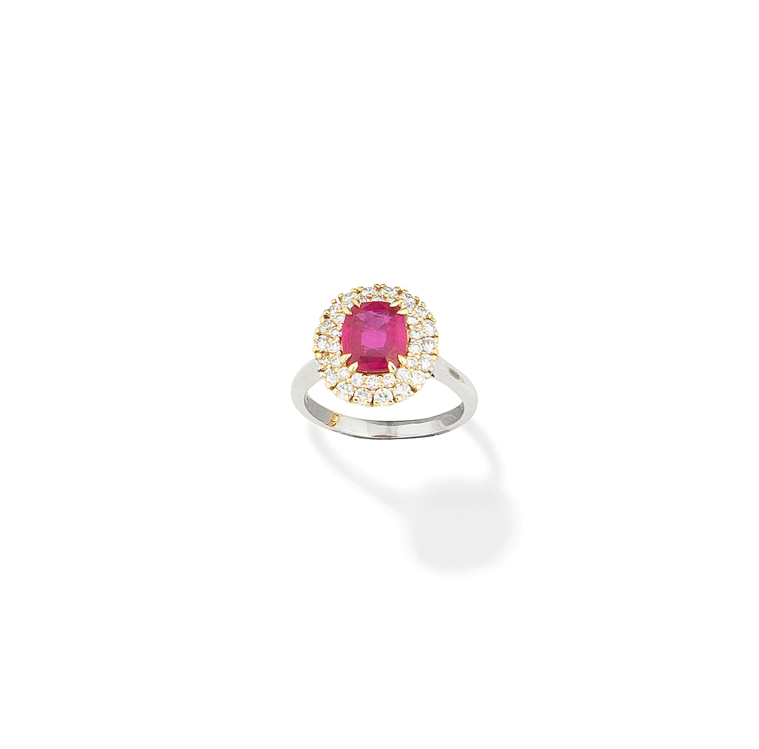 Bonhams : A ruby and diamond cluster ring