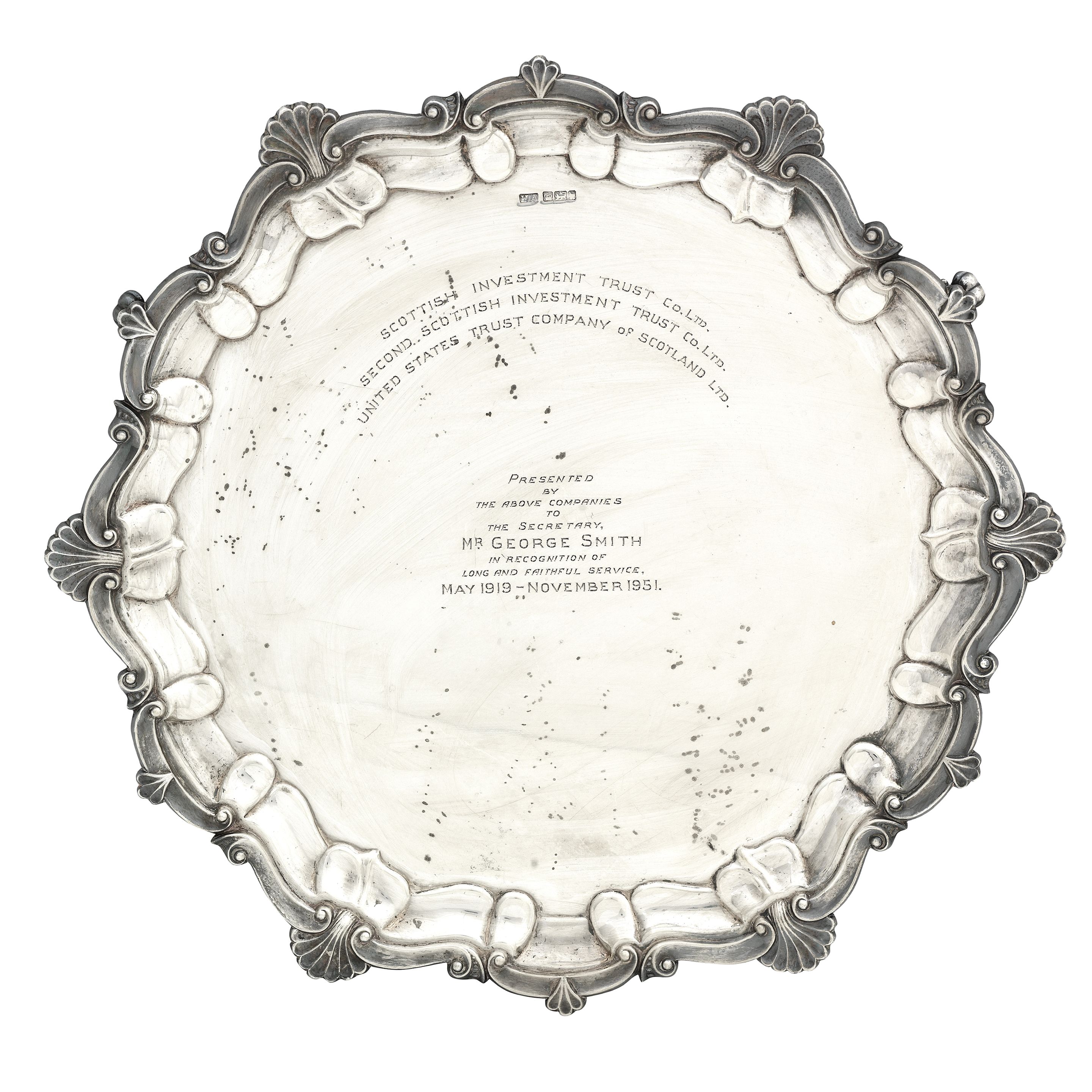 Bonhams : A 20th century silver presentation salver by H.Atkins ...