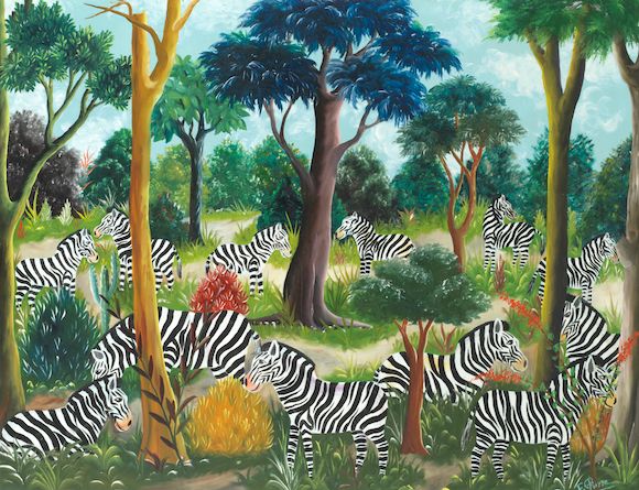 Bonhams : Fernand Pierre (Haitian, 1919-2002) A dazzle of zebras