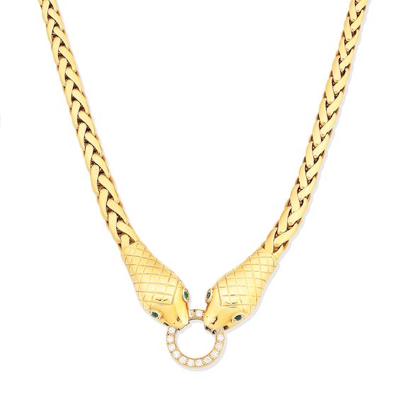 Bonhams : A gem-set serpent necklace