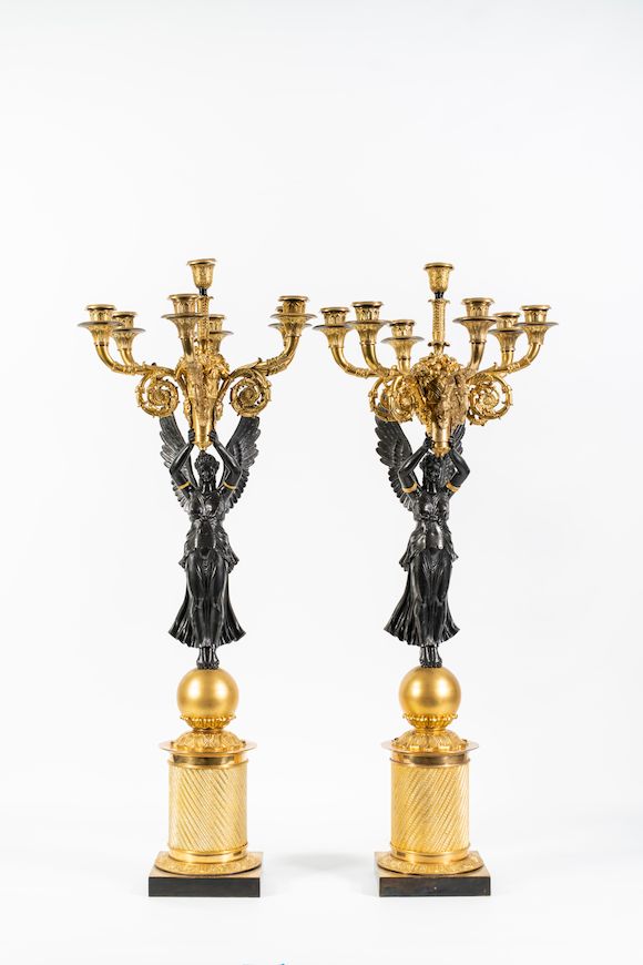 Bonhams : A large pair of French 19th century gilt and patinated bronze ...