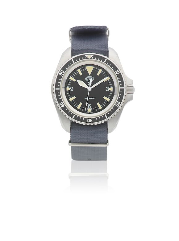 Bonhams : CWC. A stainless steel automatic military issue divers ...