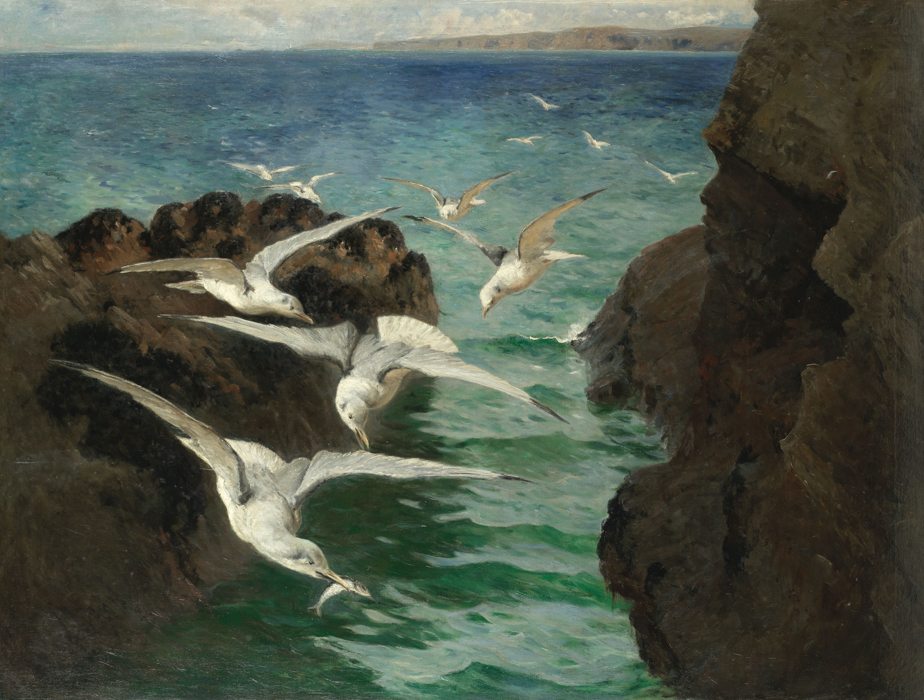 Bonhams : William Holt Yates Titcomb (British, 1858-1930) Gulls, St ...