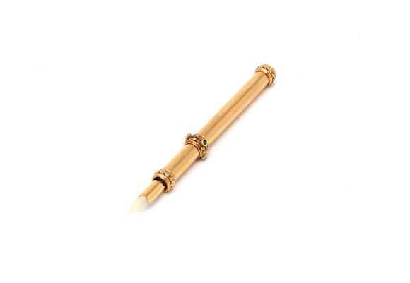 Bonhams : An early 19th century gold pen and pencil holder unmarked ...