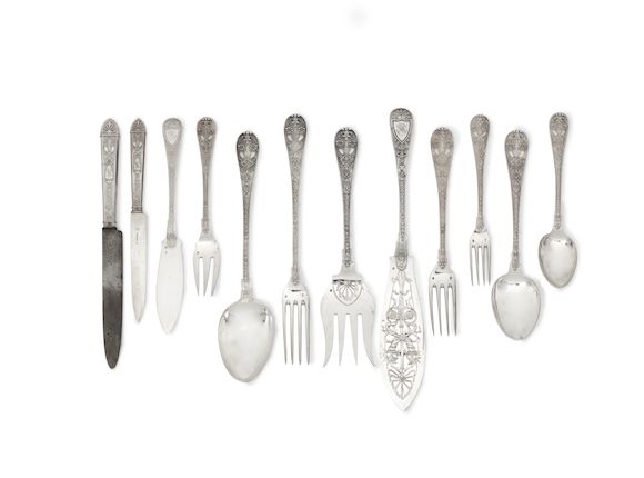 Bonhams : A good late 19th century French silver flatware service by ...