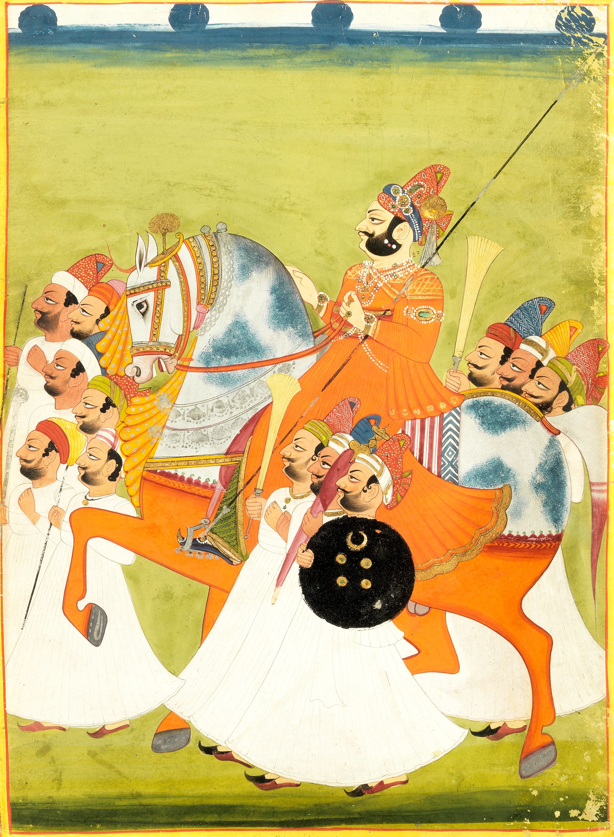 Bonhams : Maharajah Man Singh (reg. 1803-43) on horseback, accompanied ...