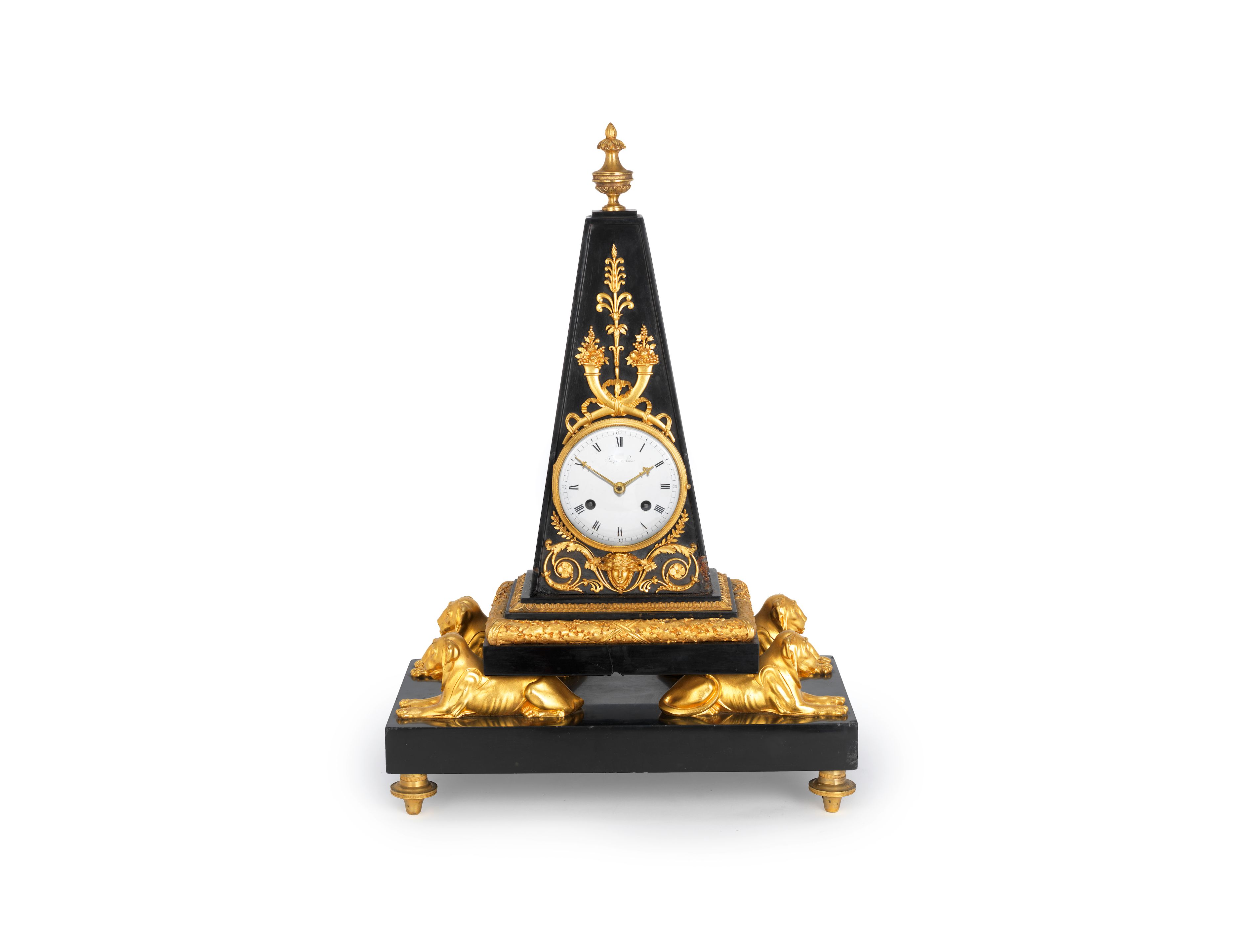 Bonhams : A 19th century French gilt bronze mounted black marble ...