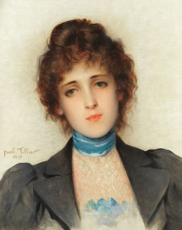 Bonhams : Paul Prosper Tillier (French, born 1834) Portrait of a young lady